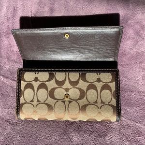 Coach | Bags | Coach Signature Leather Checkbook Wallet | Poshmark